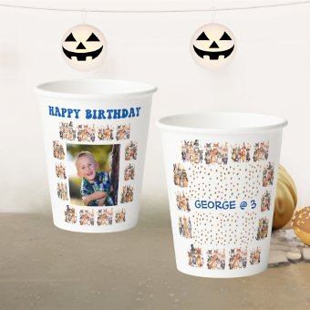 Custom Photo Party Animals Theme Kids Birthday Paper Cups | Zazzle