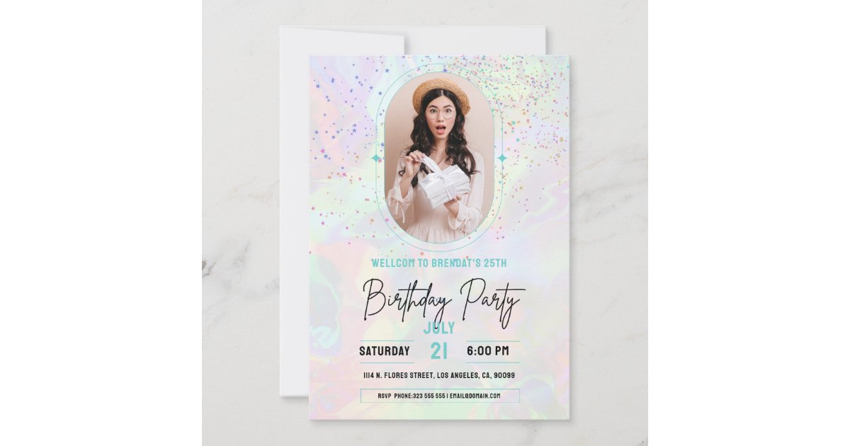 Custom Photo Pastel Birthday Party Invitation | Zazzle