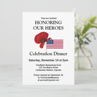 Custom Photo Patriotic USA Veterans Dinner Invitation | Zazzle