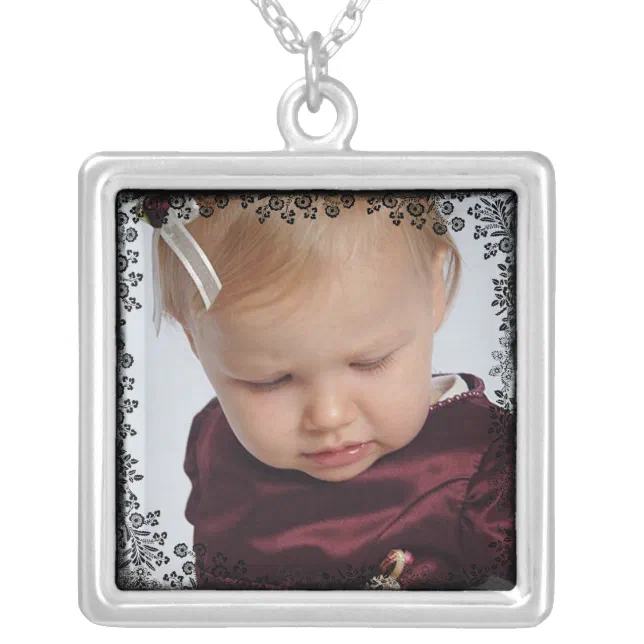 Custom Photo Pendant with Floral Lace Border | Zazzle