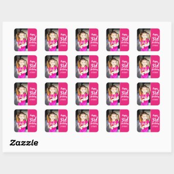 Custom Photo Personalized Birthday Party Stickers | Zazzle