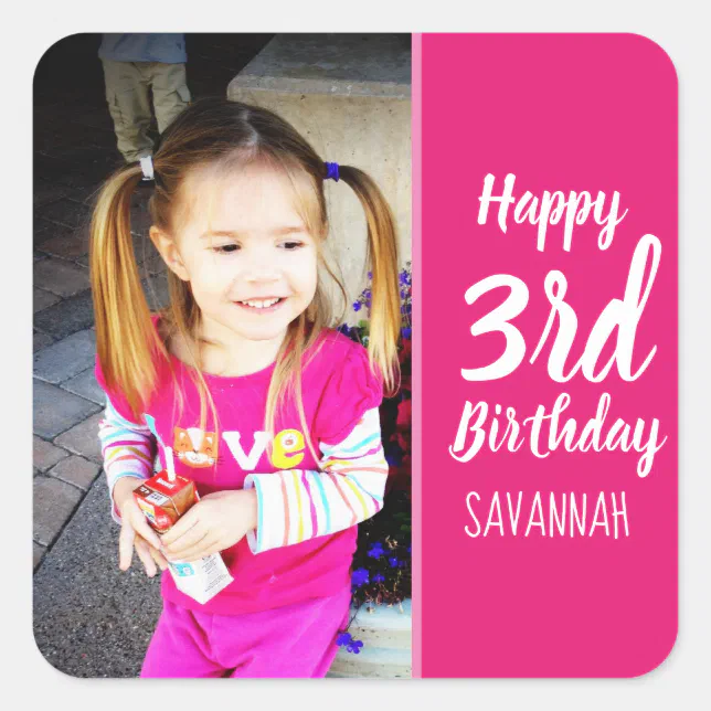 Custom Photo Personalized Birthday Party Stickers | Zazzle