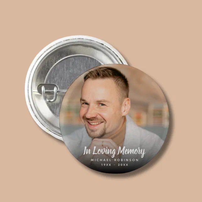 Custom Photo Personalized Funeral Memorial Button | Zazzle