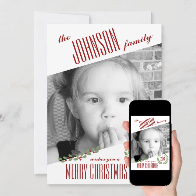 Custom Photo Personalized Holiday Christmas Card | Zazzle
