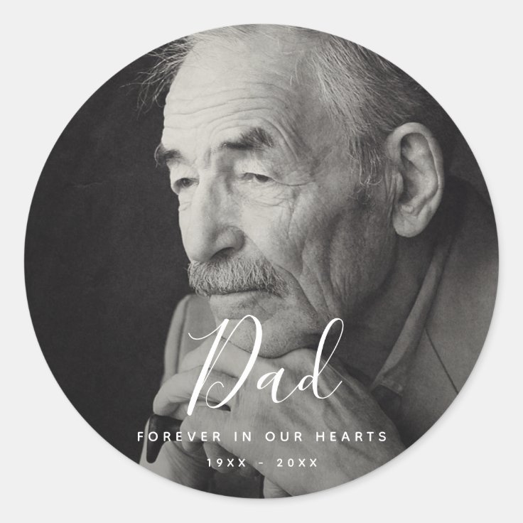 Custom Photo Personalized Memorial Death tribute Classic Round Sticker ...
