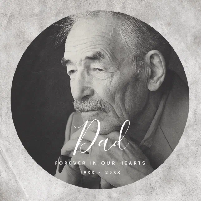 Custom Photo Personalized Memorial Death tribute Classic Round Sticker ...