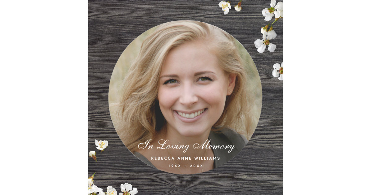 Custom Photo Personalized Memorial funeral death Classic Round Sticker ...