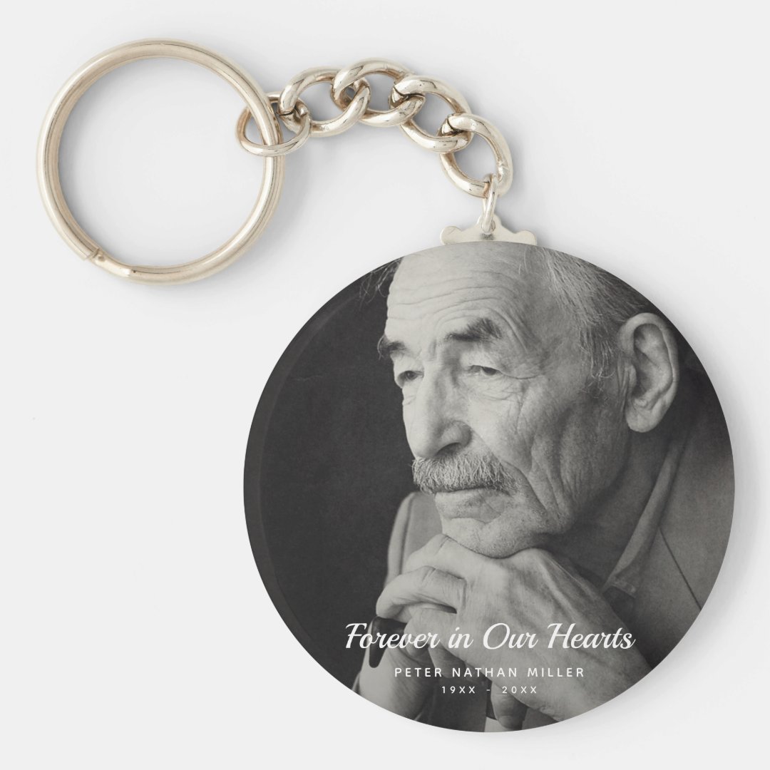 Custom Photo Personalized Memorial funeral death Keychain | Zazzle