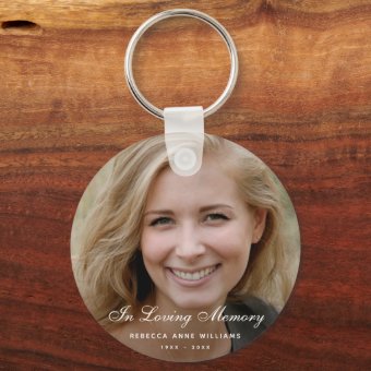 Custom Photo Personalized Memorial funeral death Keychain | Zazzle
