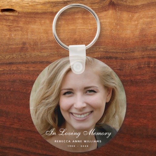 Custom Photo Personalized Memorial funeral death Keychain | Zazzle