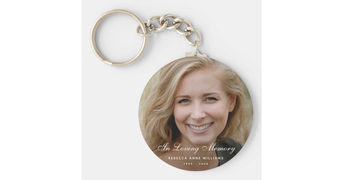 Custom Photo Personalized Memorial funeral death Keychain | Zazzle