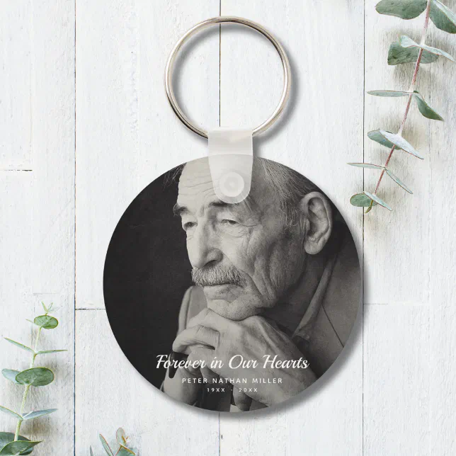Custom Photo Personalized Memorial funeral death Keychain | Zazzle