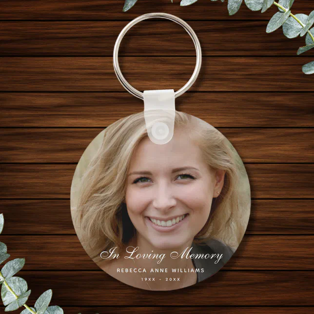 Custom Photo Personalized Memorial funeral death Keychain | Zazzle