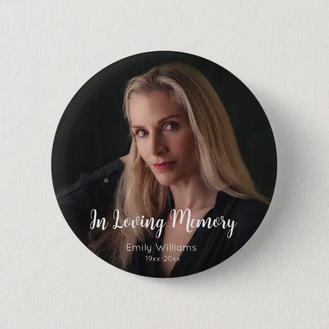 Custom Photo Personalized Memorial Tribute Funeral Button | Zazzle