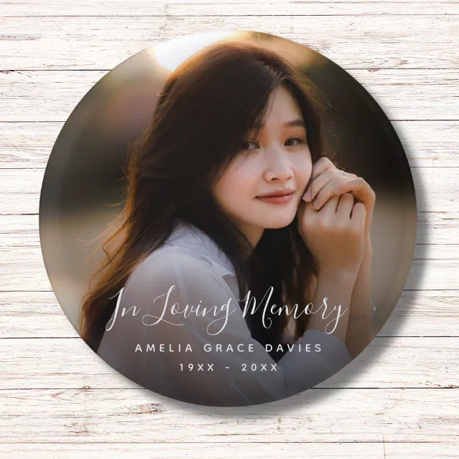 Custom Photo Personalized Memorial Tribute Funeral Button | Zazzle