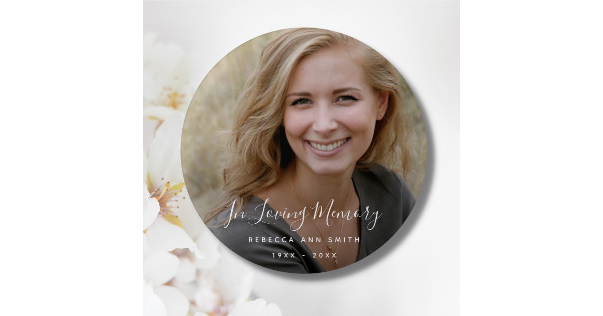 Custom Photo Personalized Memorial Tribute Funeral Button | Zazzle