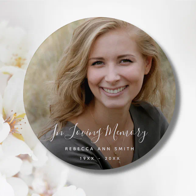 Custom Photo Personalized Memorial Tribute Funeral Button | Zazzle