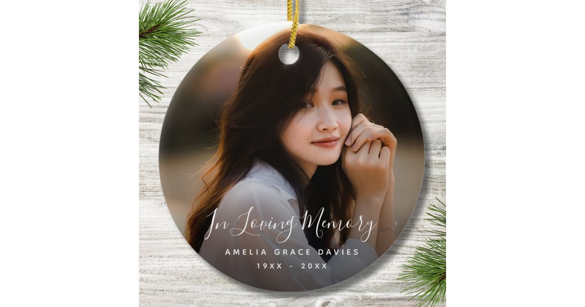 Custom Photo Personalized Memorial Tribute Funeral Ceramic Ornament ...