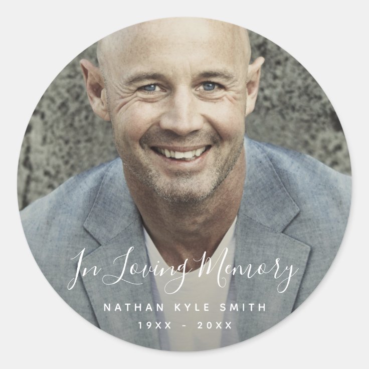 Custom Photo Personalized Memorial Tribute Funeral Classic Round ...