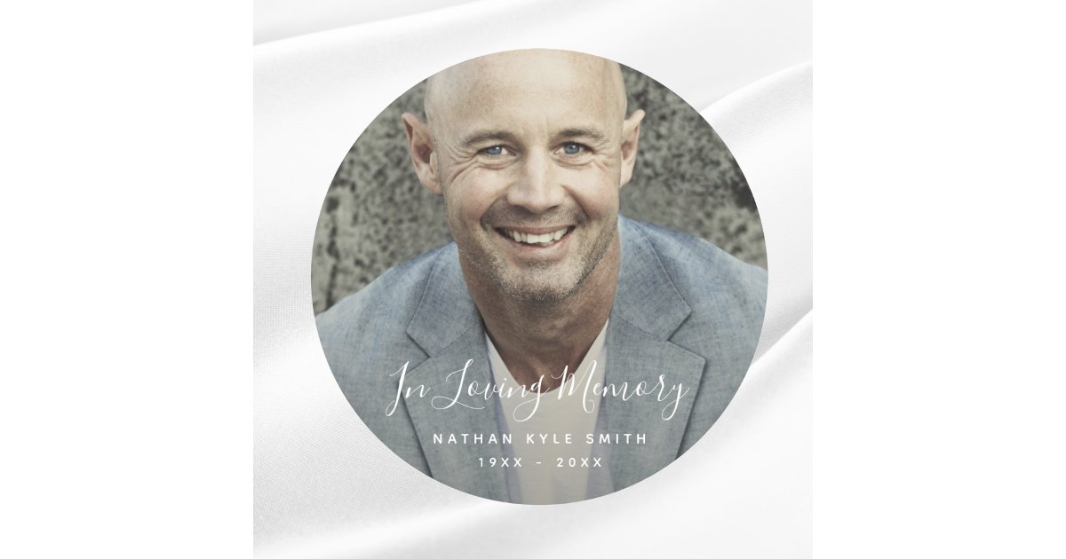Custom Photo Personalized Memorial Tribute Funeral Classic Round ...