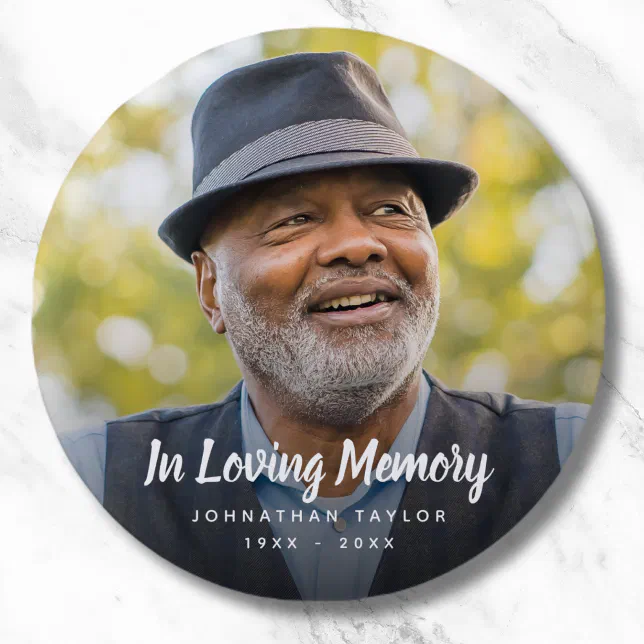 Custom Photo Personalized Memorial Tribute Funeral Classic Round ...