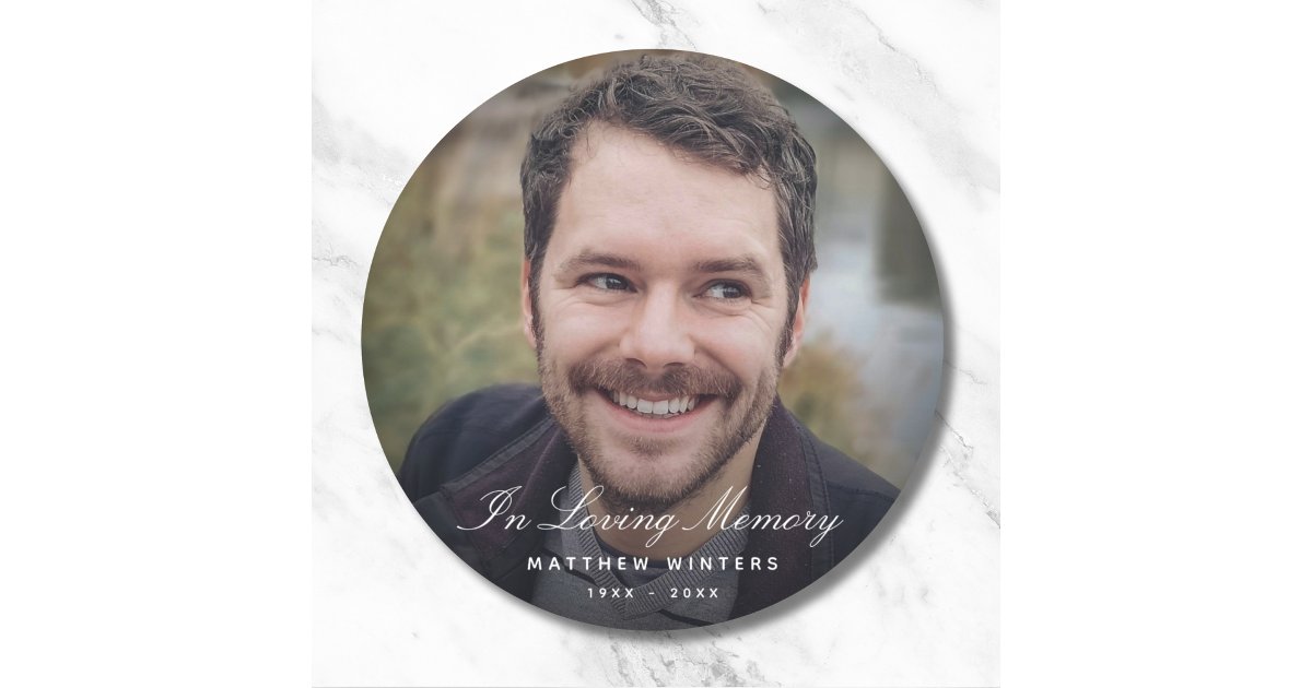 Custom Photo Personalized Memorial Tribute Funeral Classic Round ...