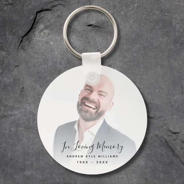 Custom Photo Personalized Memorial Tribute Funeral Keychain | Zazzle