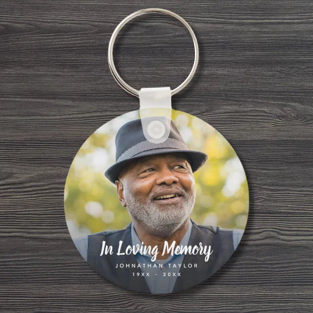 Custom Photo Personalized Memorial Tribute Funeral Keychain | Zazzle