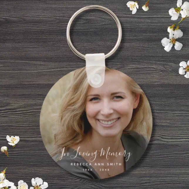 Custom Photo Personalized Memorial Tribute Funeral Keychain | Zazzle