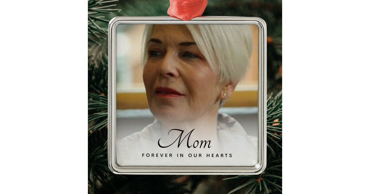 Custom Photo Personalized Memorial Tribute Funeral Metal Ornament | Zazzle