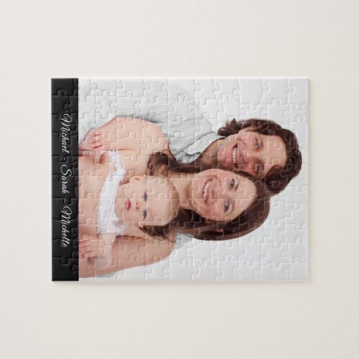 Custom Photo Personalized Name Script Text Jigsaw Puzzle | Zazzle