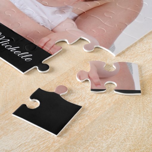 Custom Photo Personalized Name Script Text Jigsaw Puzzle | Zazzle