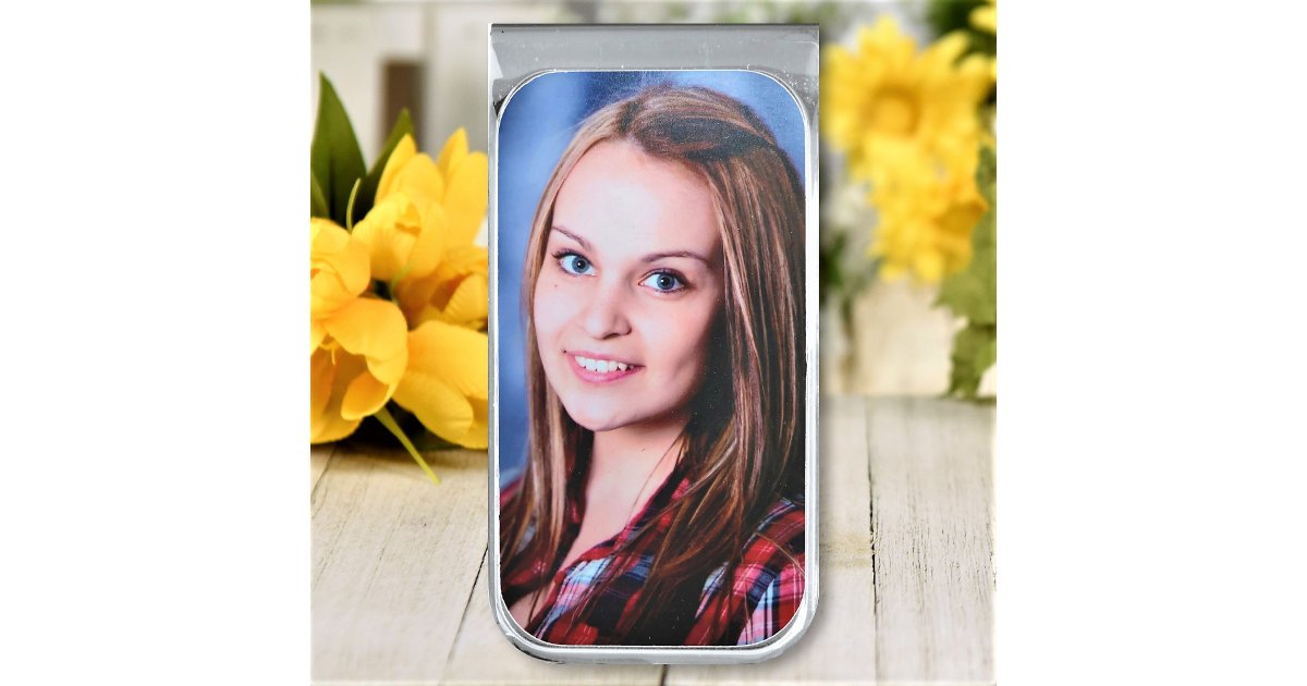 Custom Photo Personalized Silver Finish Money Clip | Zazzle