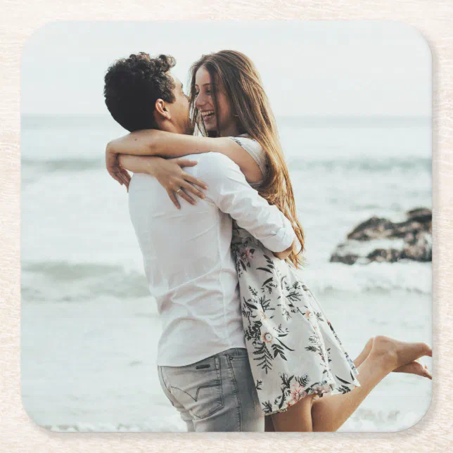 Custom Photo Personalized Square Paper Coaster | Zazzle