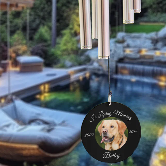 Custom Photo Pet Dog Cat Family Name Wind Chime | Zazzle