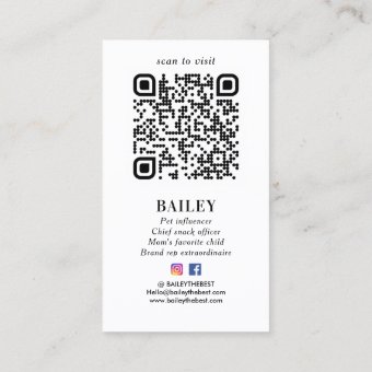 Custom Photo Pet Puppy Dog Social Media QR Code Business Card | Zazzle