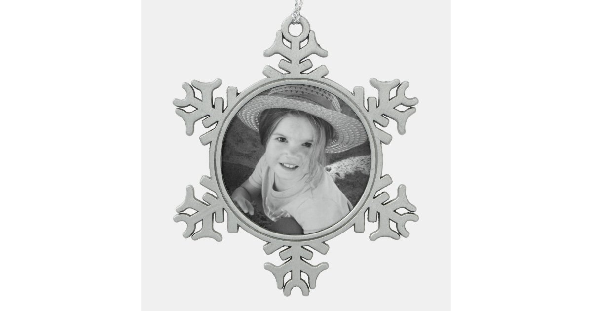 Custom Photo Pewter Snowflake Ornament Template | Zazzle