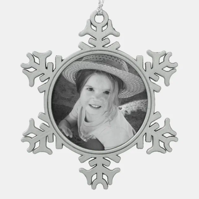 Custom Photo Pewter Snowflake Ornament Template | Zazzle