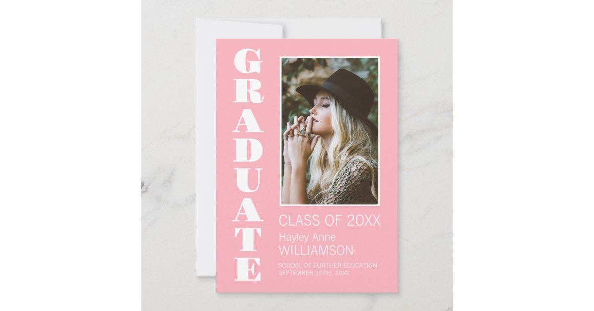 Custom Photo Pink Graduation Announcement | Zazzle