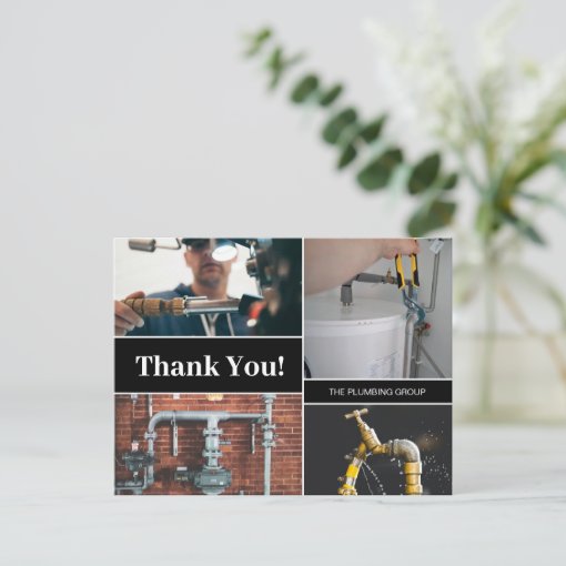 Custom Photo Plumbing Business Name Thank You Postcard | Zazzle