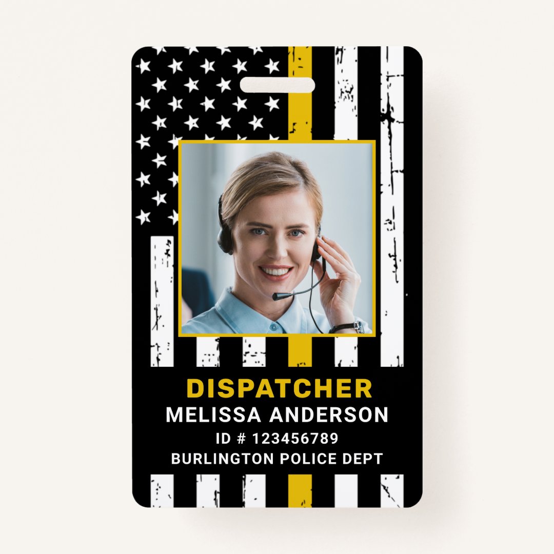 Custom Photo Police Department 911 Dispatcher ID B Badge | Zazzle
