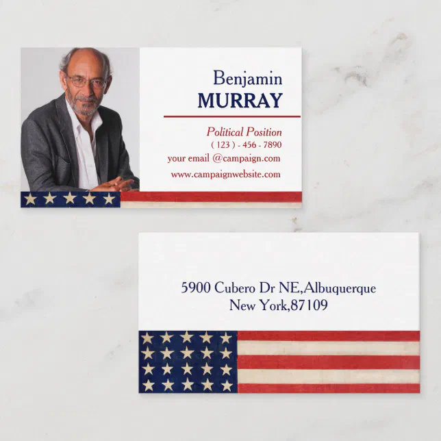 Custom Photo Political Campaign Business Card | Zazzle