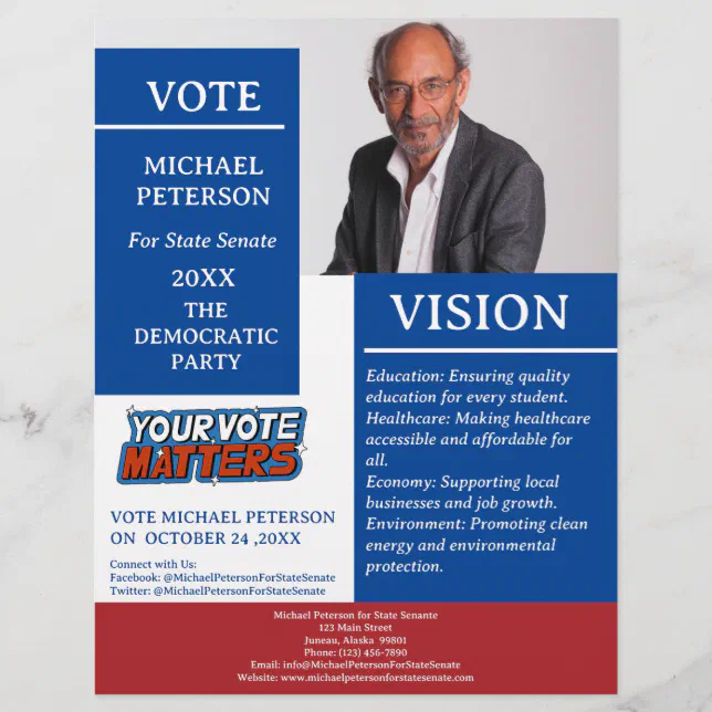 Custom Photo Political Campaign Flyer | Zazzle