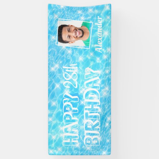Custom photo Pool birthday party pool water ripple Banner | Zazzle