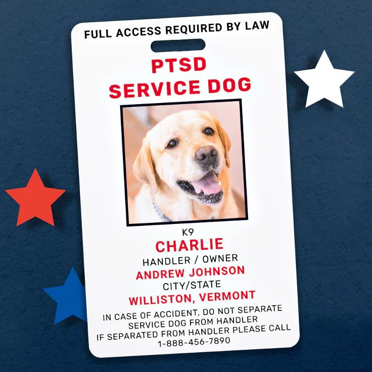 Custom Photo PTSD Service Dog ID Badge | Zazzle
