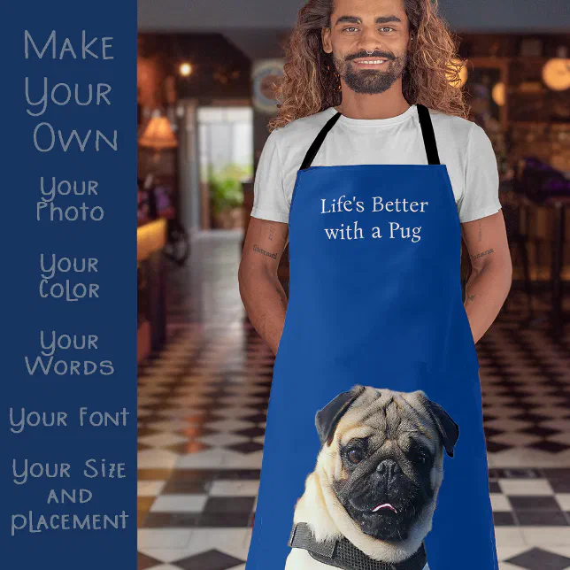 Custom Photo Pug Dog Pet Mom Gift Apron | Zazzle