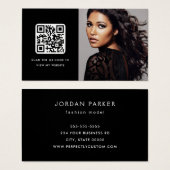 Custom photo QR code black business cards | Zazzle