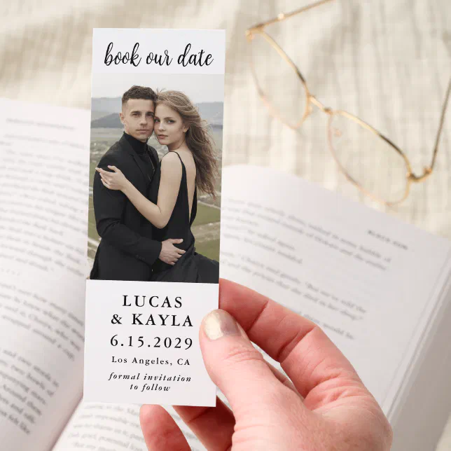 Custom Photo QR code Save the Date Wedding Bookmarks | Zazzle