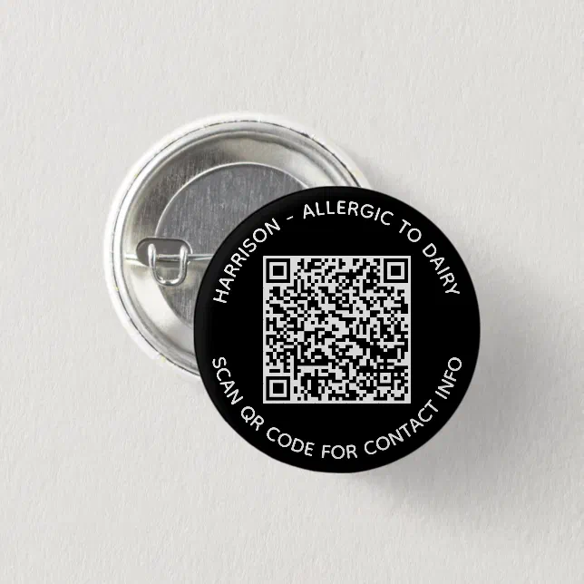 Custom photo QR Code scannable contactless Info Button | Zazzle