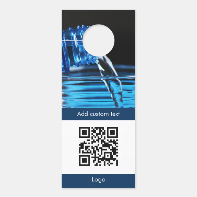 custom photo qr code simple logo Door Hanger | Zazzle
